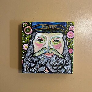 Van Gogh Inspired Portrait of Postman Joseph Roulin,8x8x1.5 Van Gogh ...