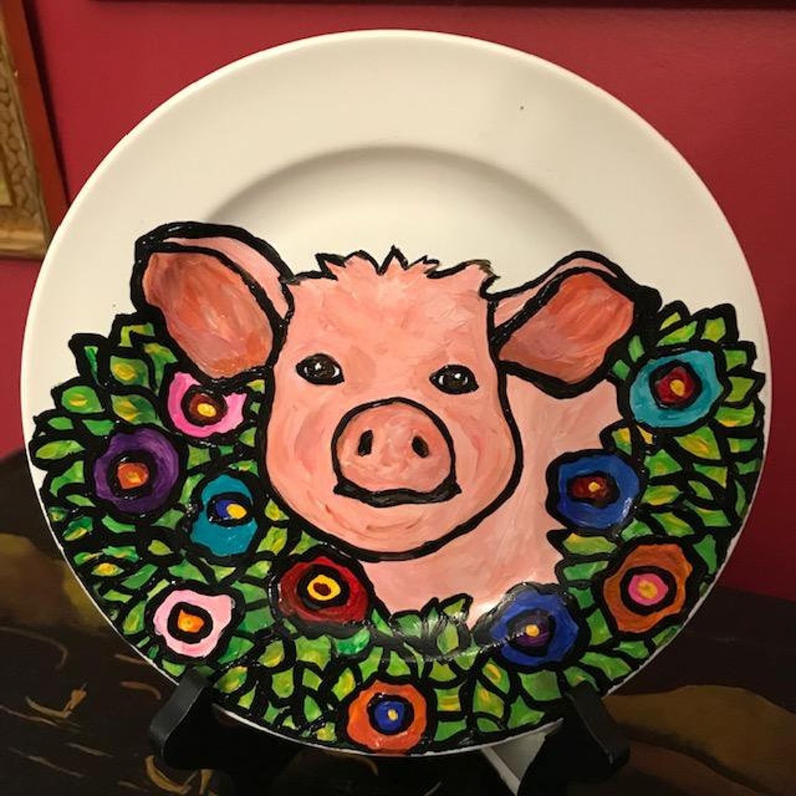 Whimsical Pig Art7.75 Hand Painted Decorative Whimsical | Etsy