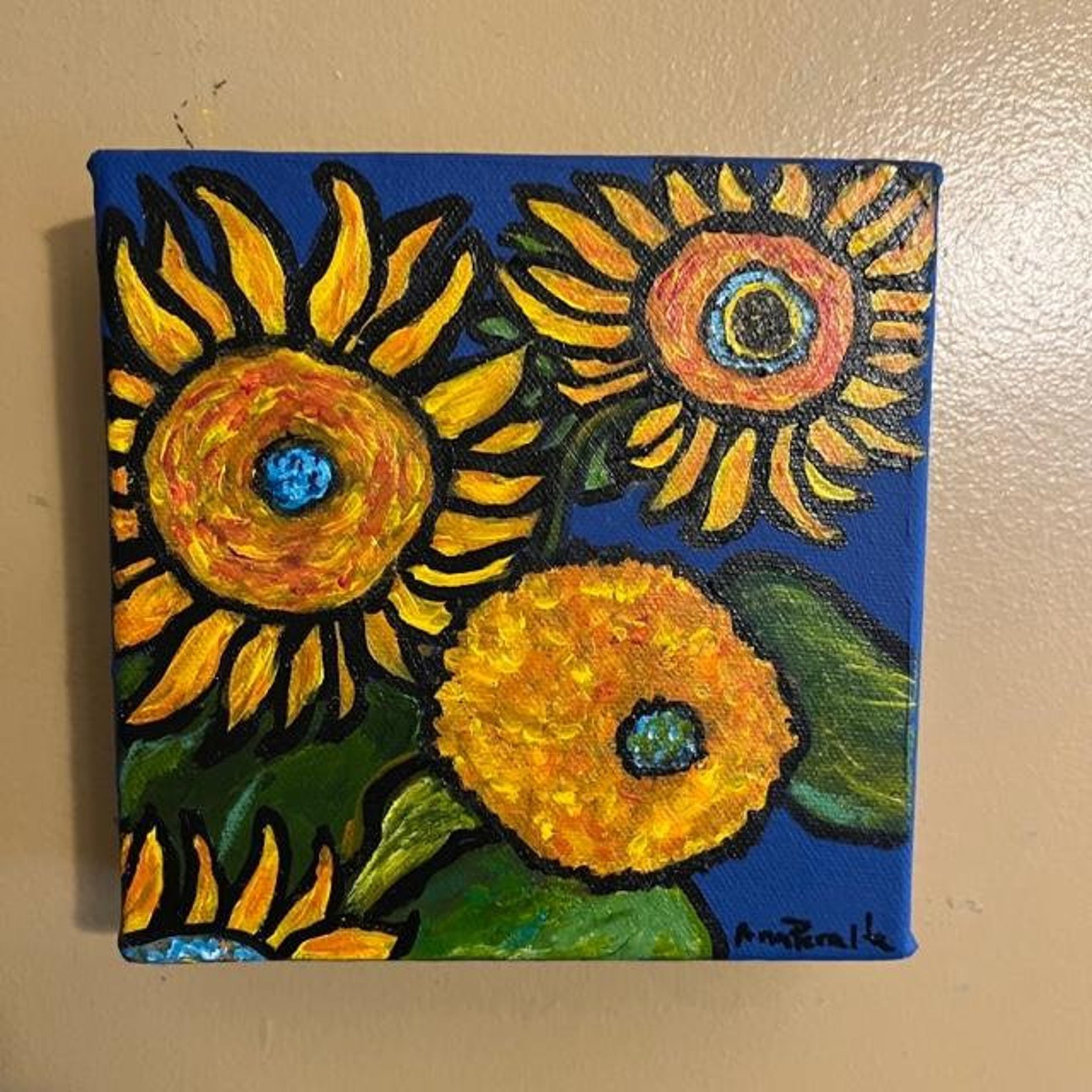 Van Gogh Inspired Sunflowers in a Vase - Etsy