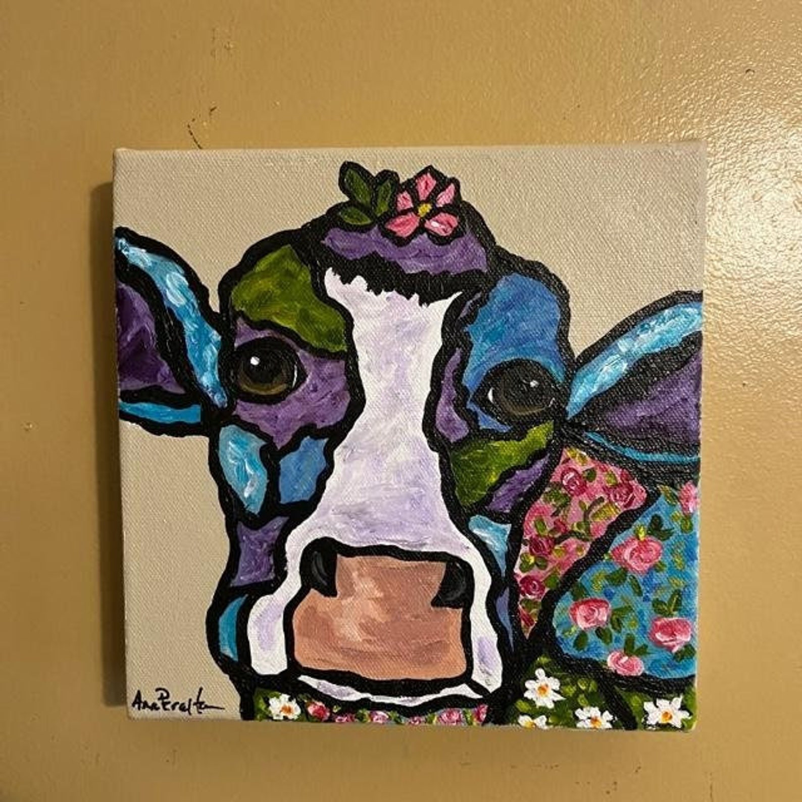 Whimsical Cow Art8x8x1.5 Acrylic Whimsical - Etsy