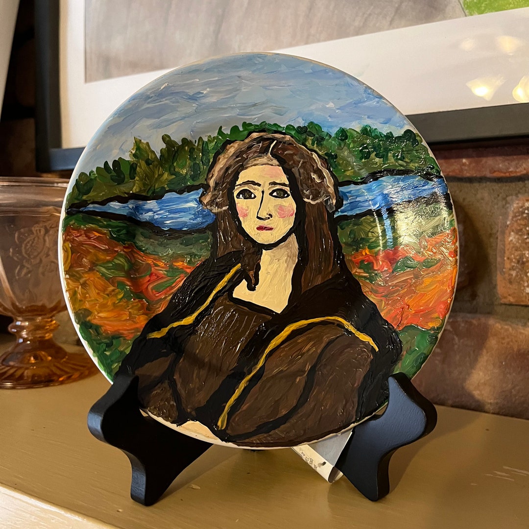 Mona Lisa Art,decorative Mona Lisa Plate With Easel,hand Painted Mona ...