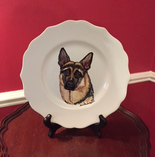 Vintage Plate:Beautiful German Shepherd Hand Decorated Porcelain Plates ...