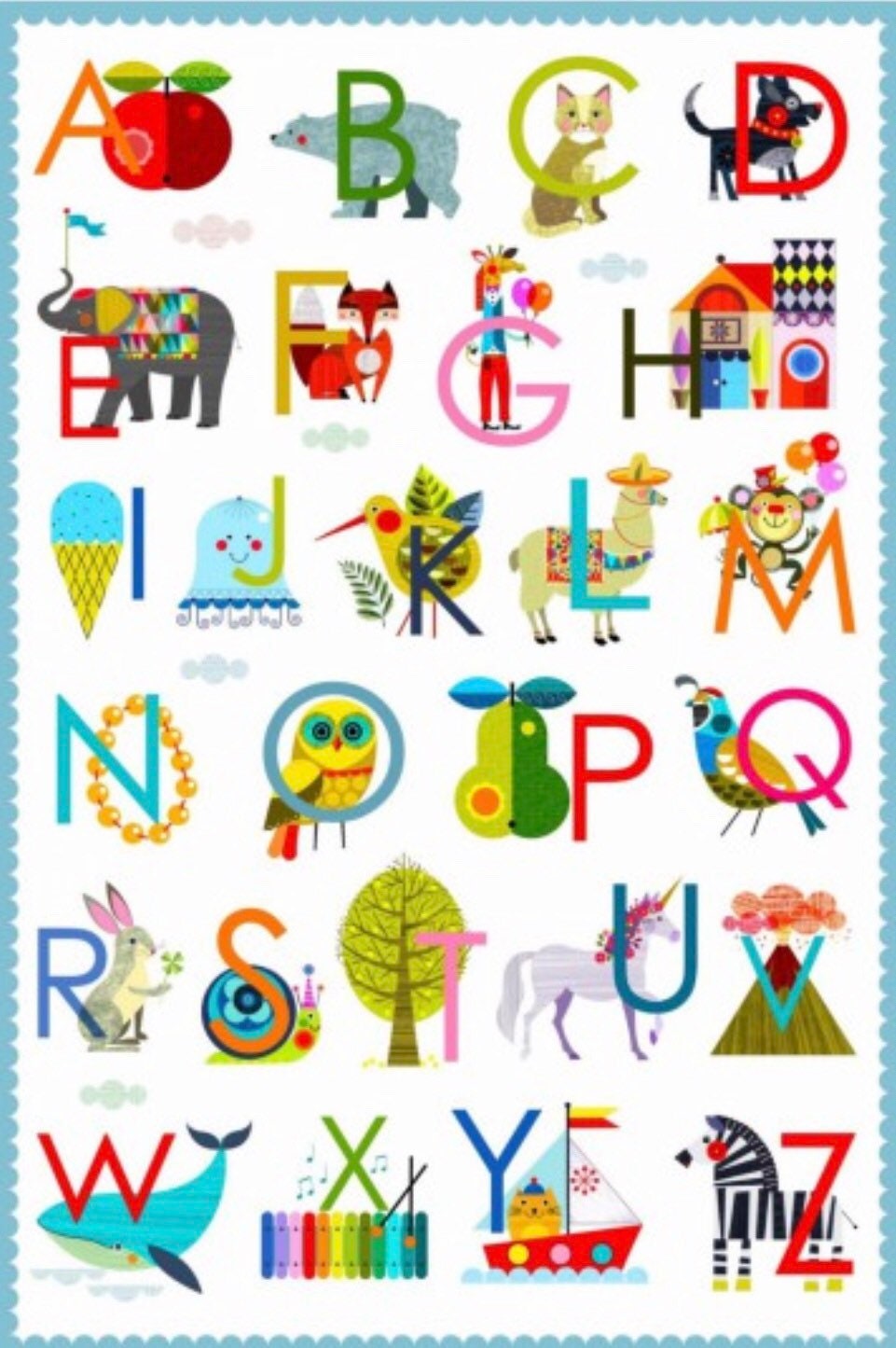 Alphabet Soup Print Fabric, 100% Cotton Nursery Panel, Nutex Fabrics - Etsy