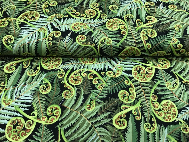 100% Cotton Kiwiana New Zealand Themed Icons Fern Frond Print. | Etsy