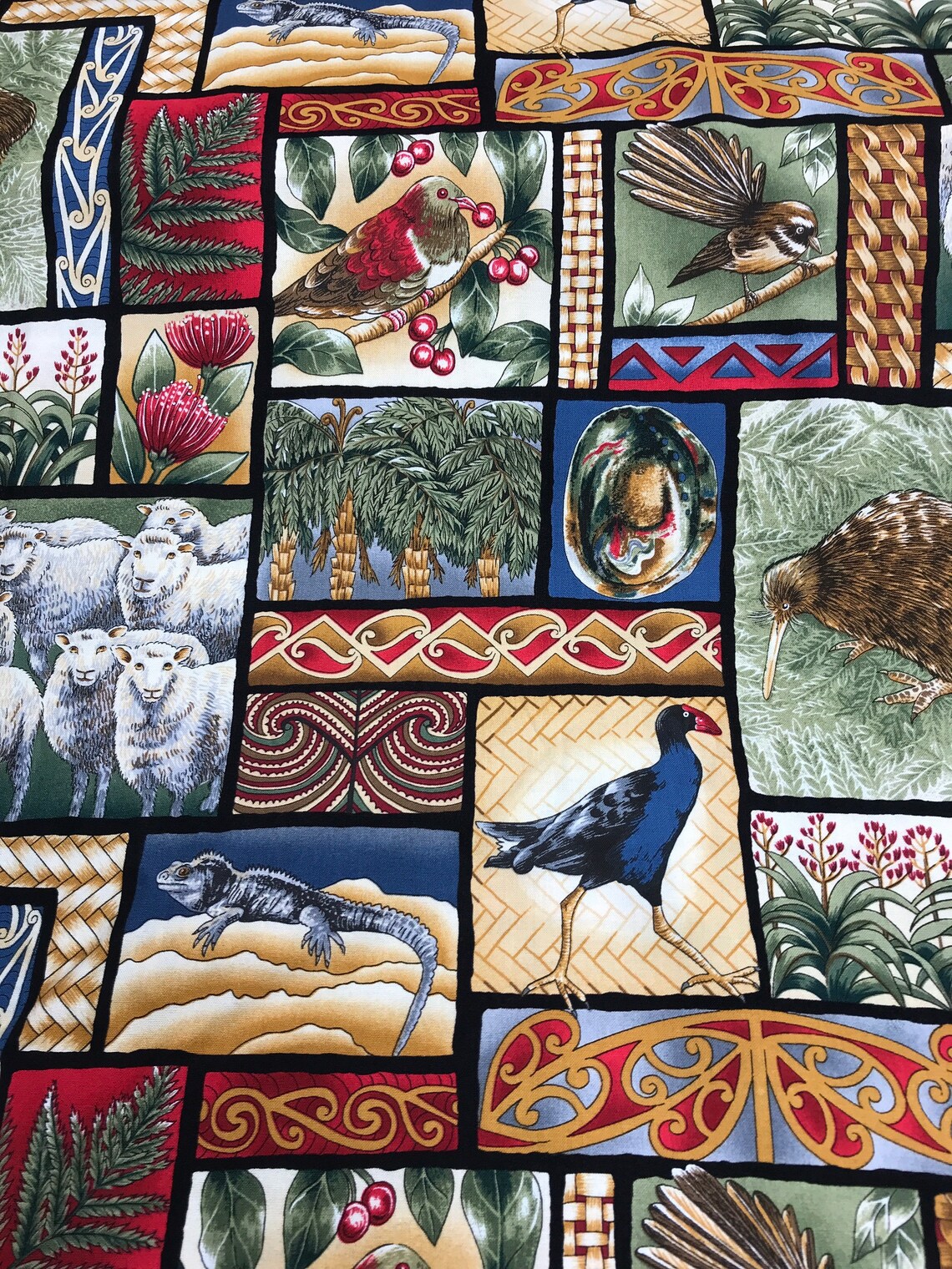 100% Cotton Kiwiana New Zealand Themed Icons Fern Frond Print. | Etsy