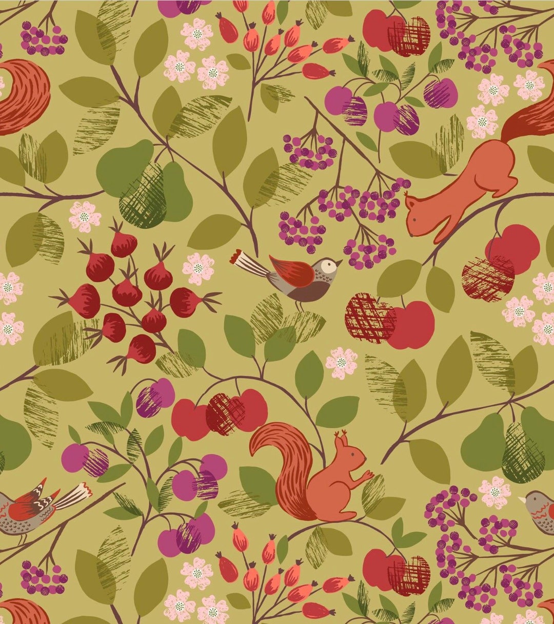 SALE! 100% Cotton Autumnal Orchard Fabric From the Lewis and Irene ...