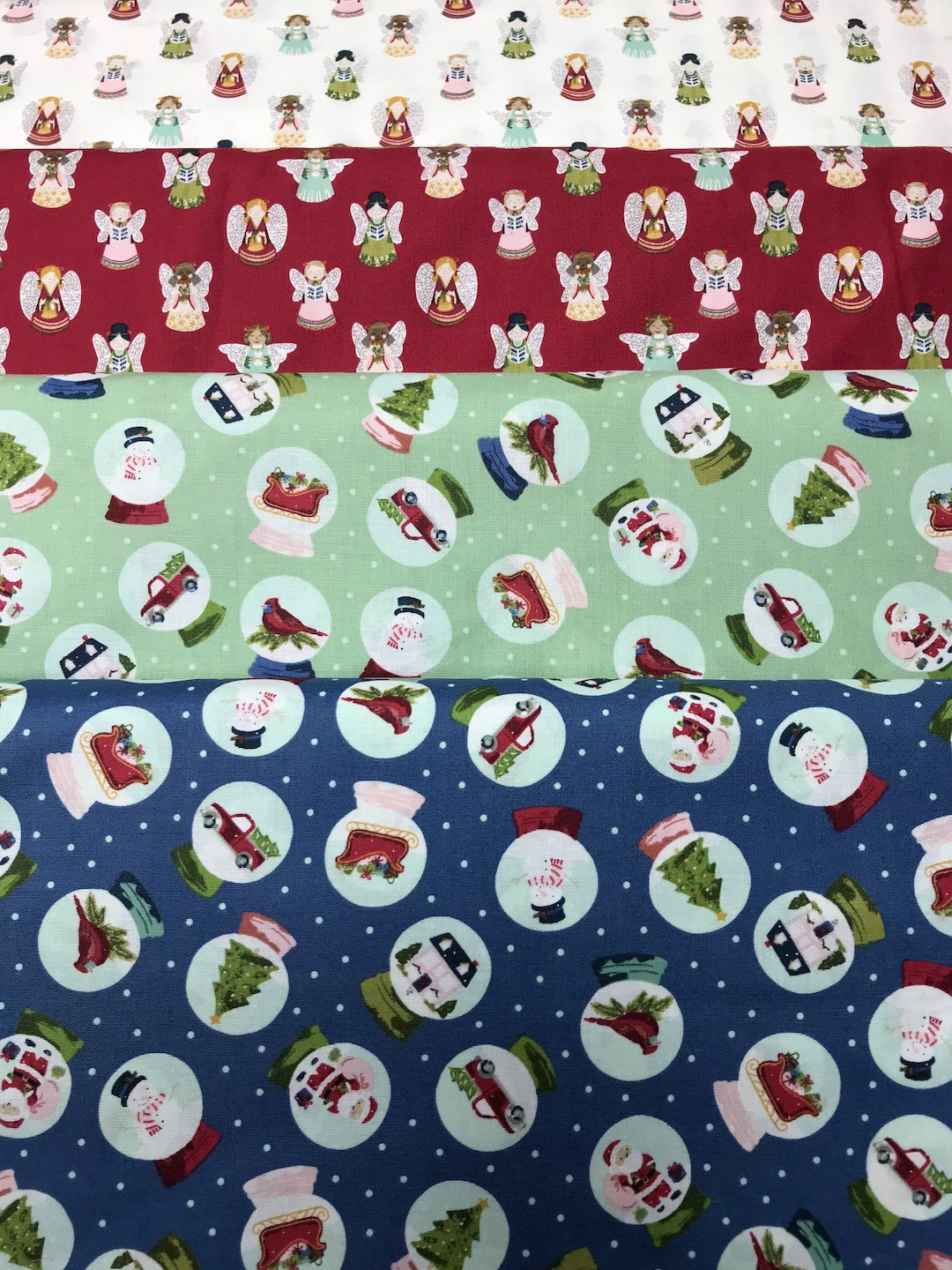 100% Cotton Print Christmas Fabric by Riley Blake. Snow Globes, Santa ...