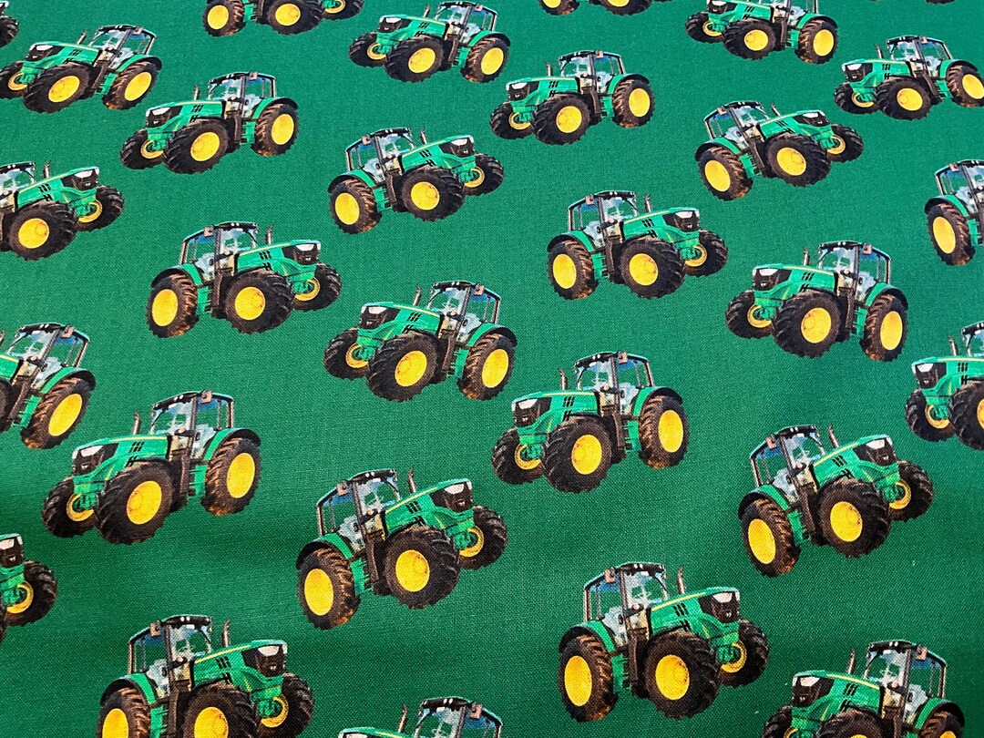 LAST PIECE Green Tractor Fabric 100% Cotton Farming Print - Etsy