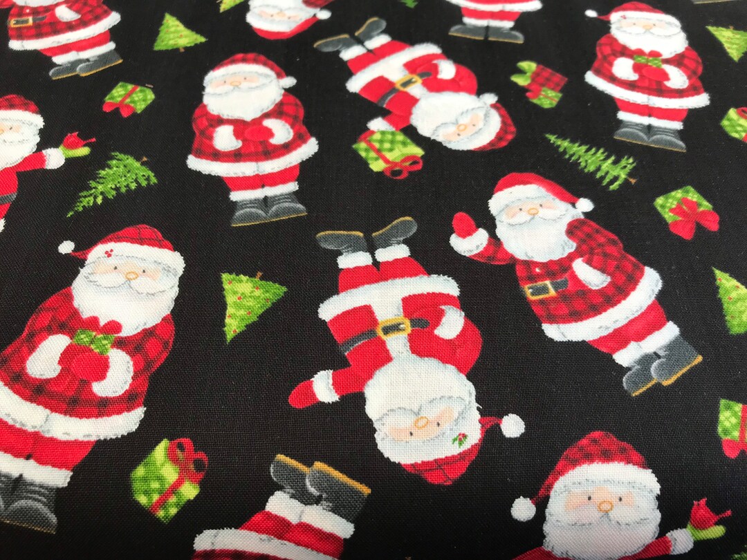 100% Cotton Santas Tree Farm Bright Christmas Fabric Range. Christmas ...