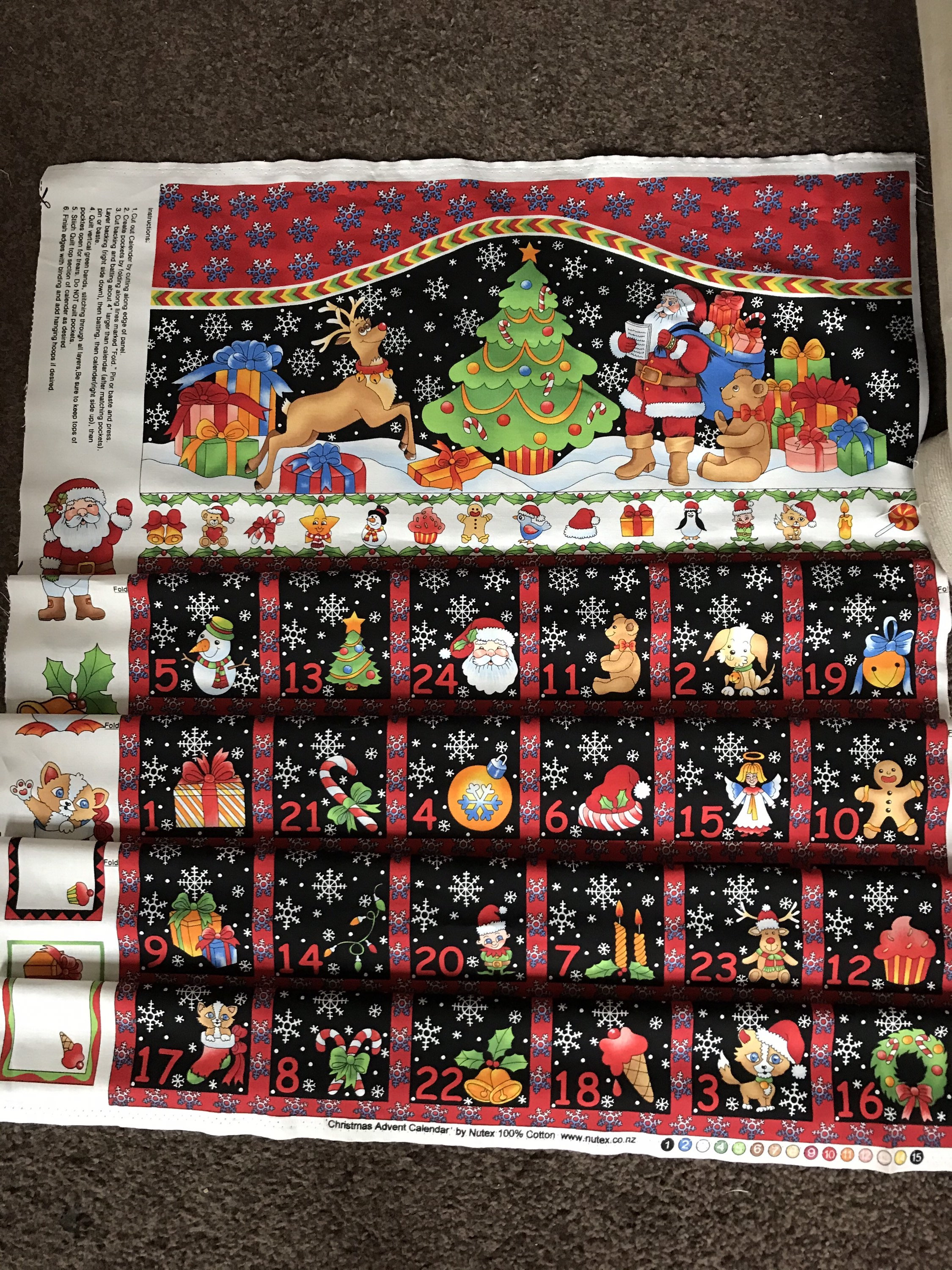 SALE 100% Cotton Christmas Advent Calendar Panel Fabric From - Etsy UK