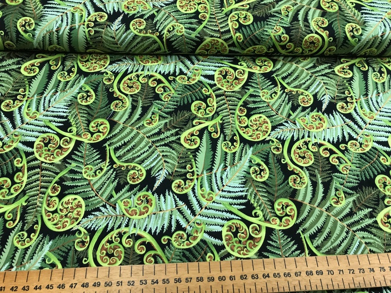 100% Cotton Kiwiana New Zealand Themed Icons Fern Frond Print. | Etsy