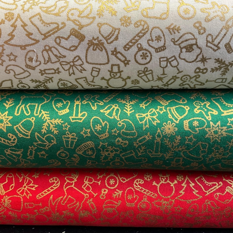 Christmas Metallic Fabric - Etsy UK