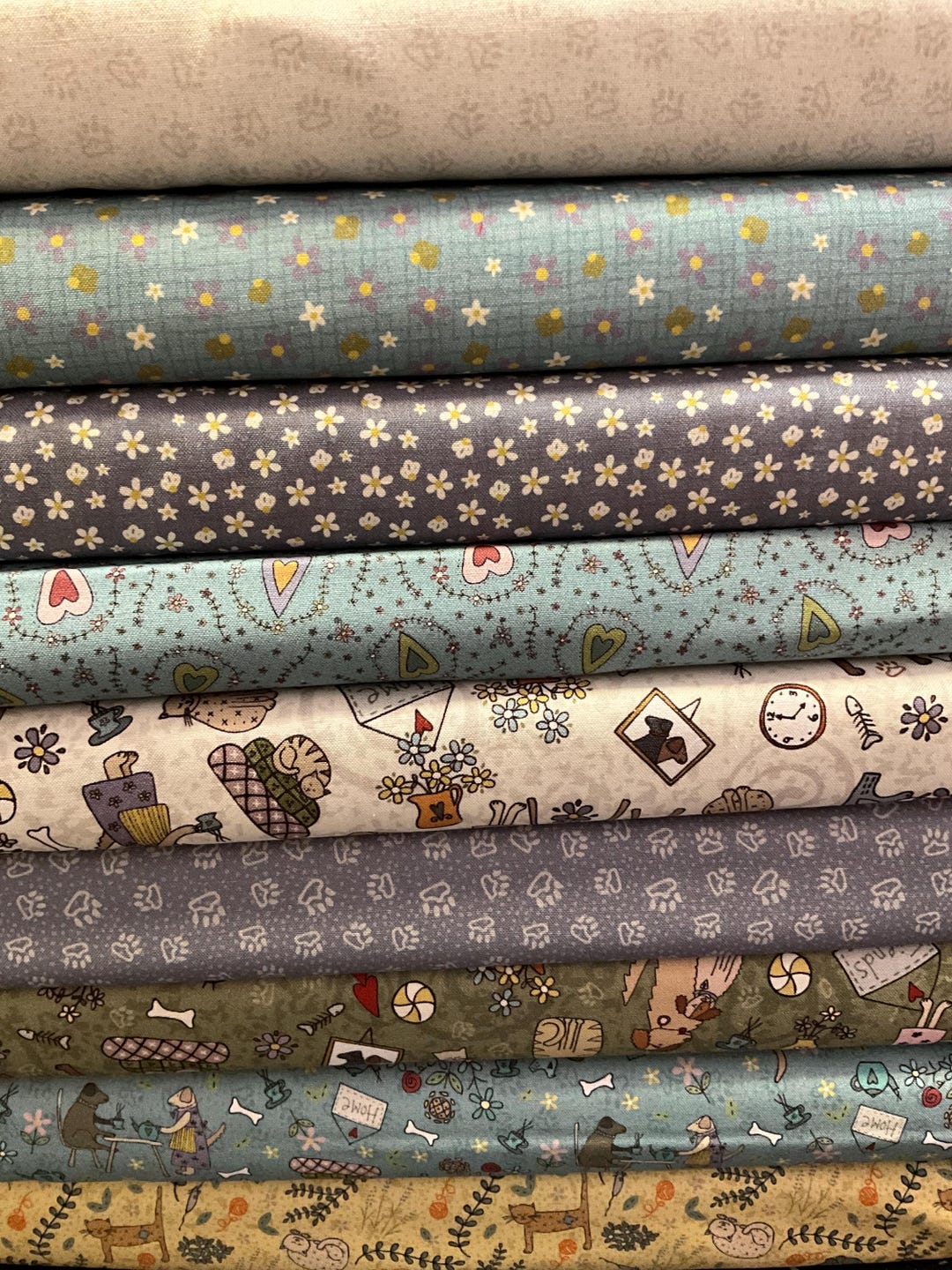 Lynette Anderson Good Boy and Kitty Fabric: 100% Cotton Designer ...