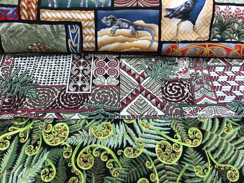 100% Cotton Kiwiana New Zealand Themed Icons Fern Frond Print. | Etsy