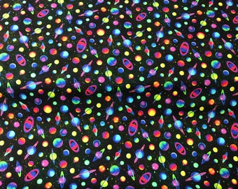 Fat Quarter Solar System 100% Cotton Quilting Fabric Space, Planets ...