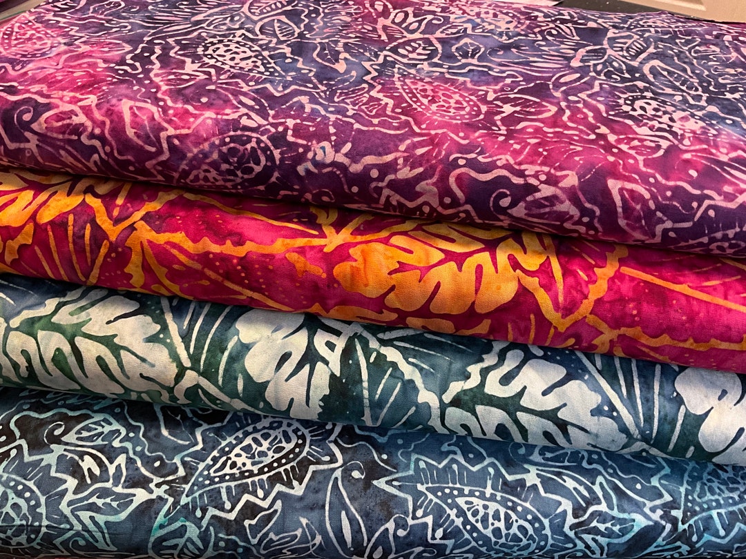 100% Cotton Hand Painted Batik Fabric by Nutex. Batik Material, Leaf ...