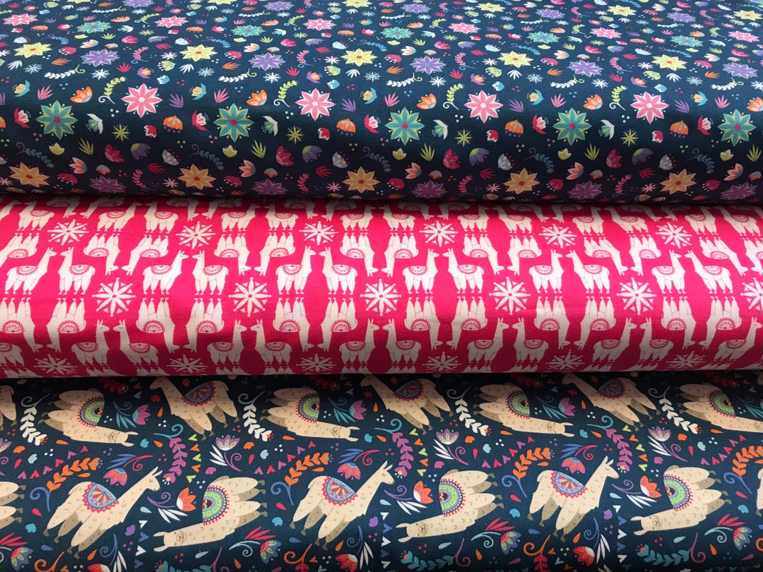 100% Cotton Print Llama Drama Fabric From Camelot Fabrics. - Etsy