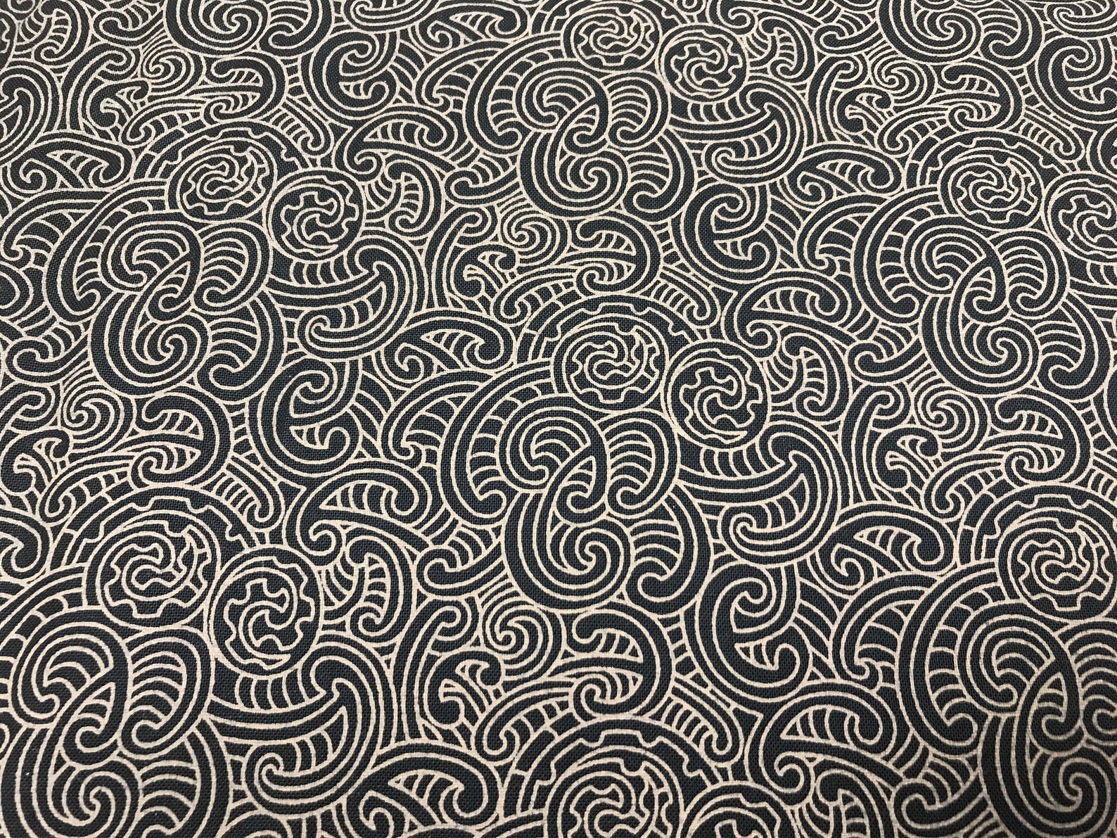 100% Cotton Kiwiana Ponga Koru Swirls Abstract Print. Moko. | Etsy