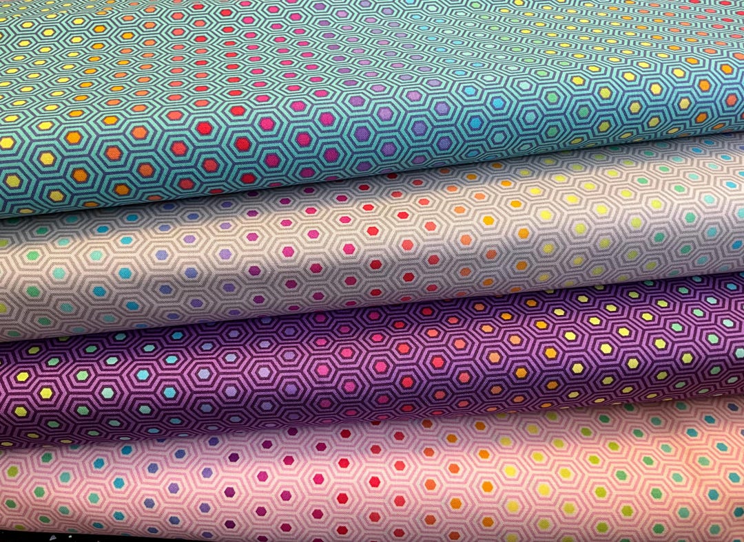 Tula Pink True Colours 100% Cotton Fabric: Rainbow Hexagon Design - Etsy