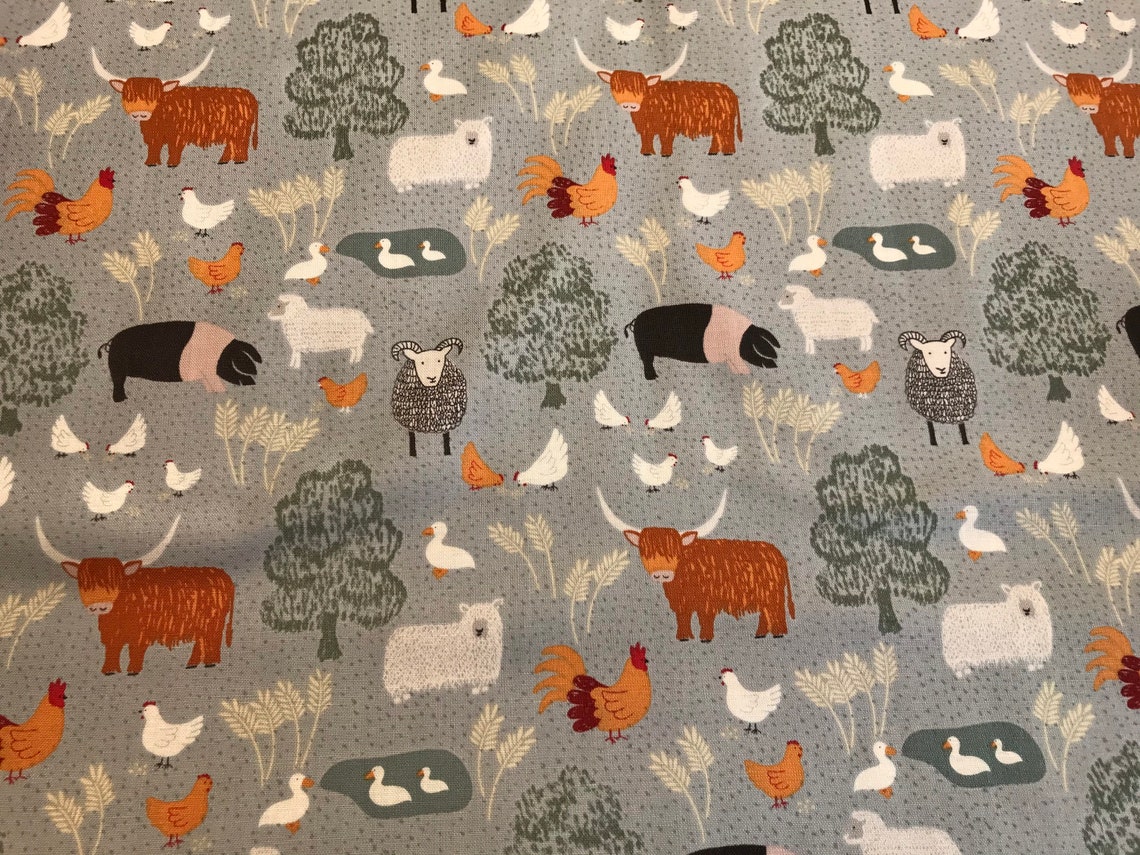 Country Farm Fabric. 100% Cotton Material. Farmlife Farming - Etsy UK