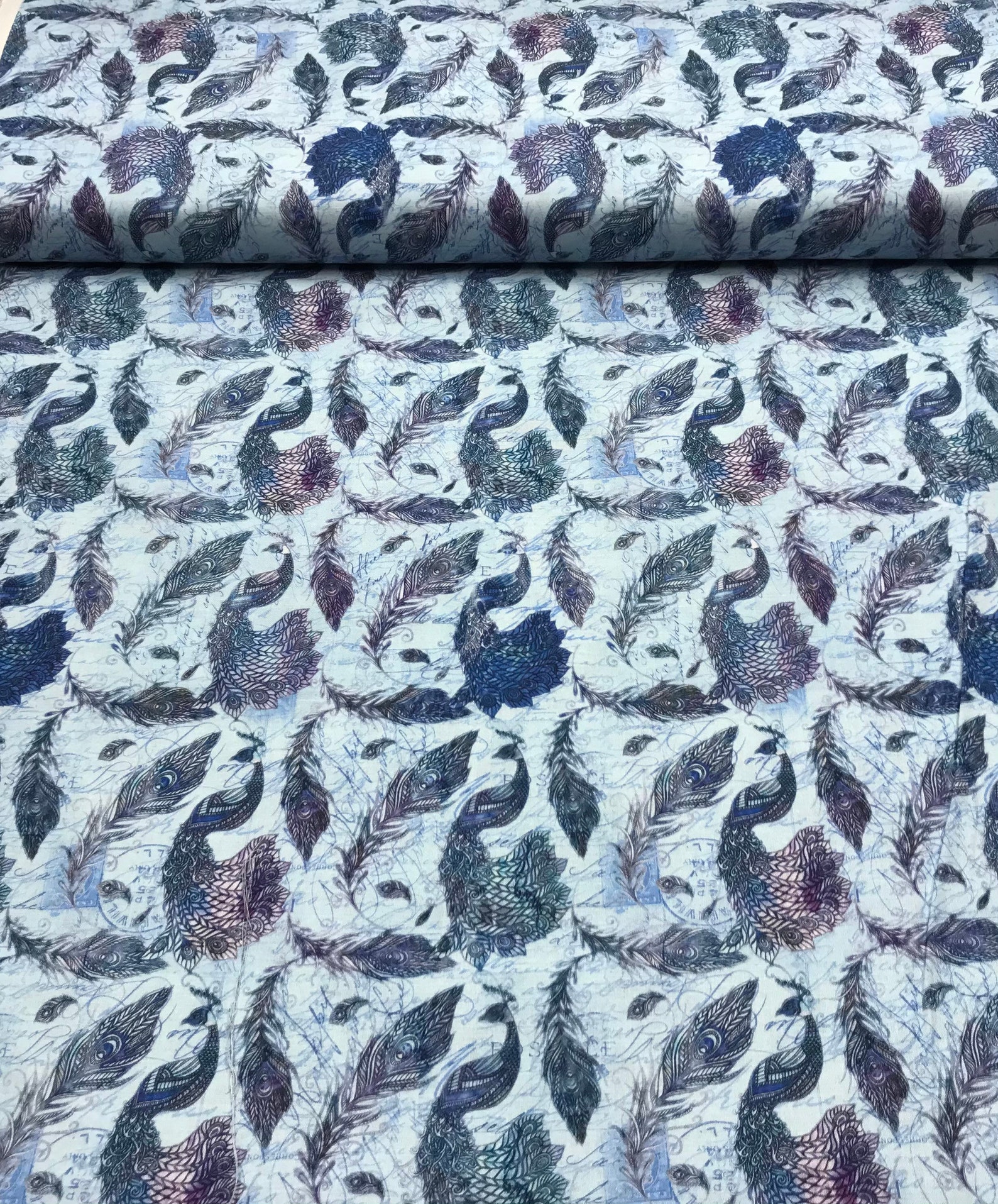 100% Cotton Peacock print fabric from Timeless Treasures. | Etsy
