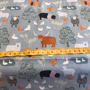 Country Farm Fabric. 100% Cotton Material. Farmlife, Farming, Cows ...