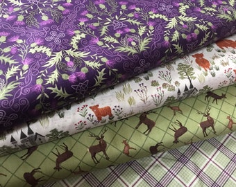 Tartan Thistle Fabric Feochadan Tartan by Lilyoake Tartan Green Purple ...