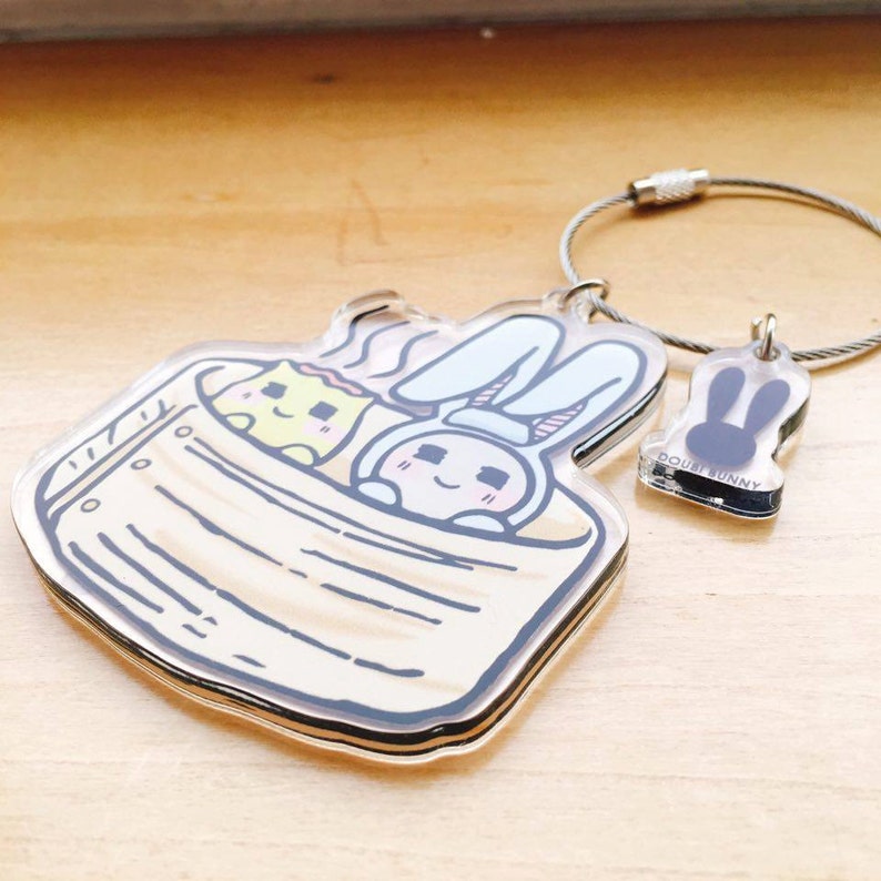 Doubi Bunny Dim Sum Keychain Acrylic Keychain - Etsy