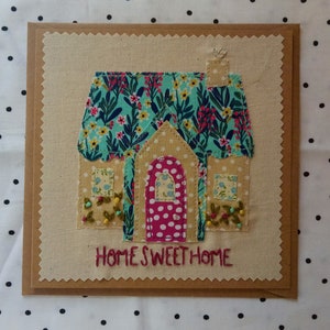 New Home Hand Stitched Textile Card - Etsy UK