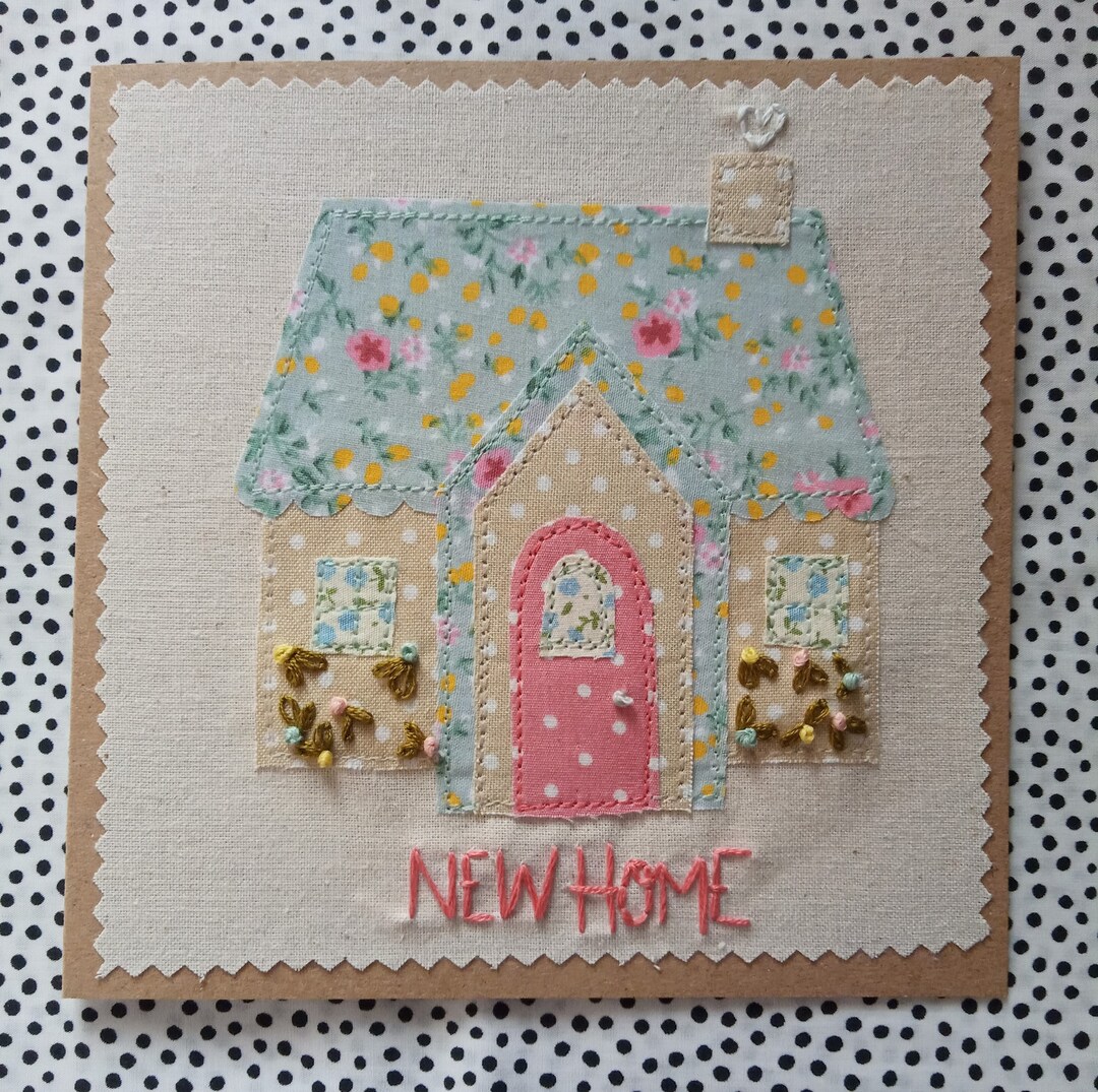 New Home Hand Stitched Textile Card - Etsy UK