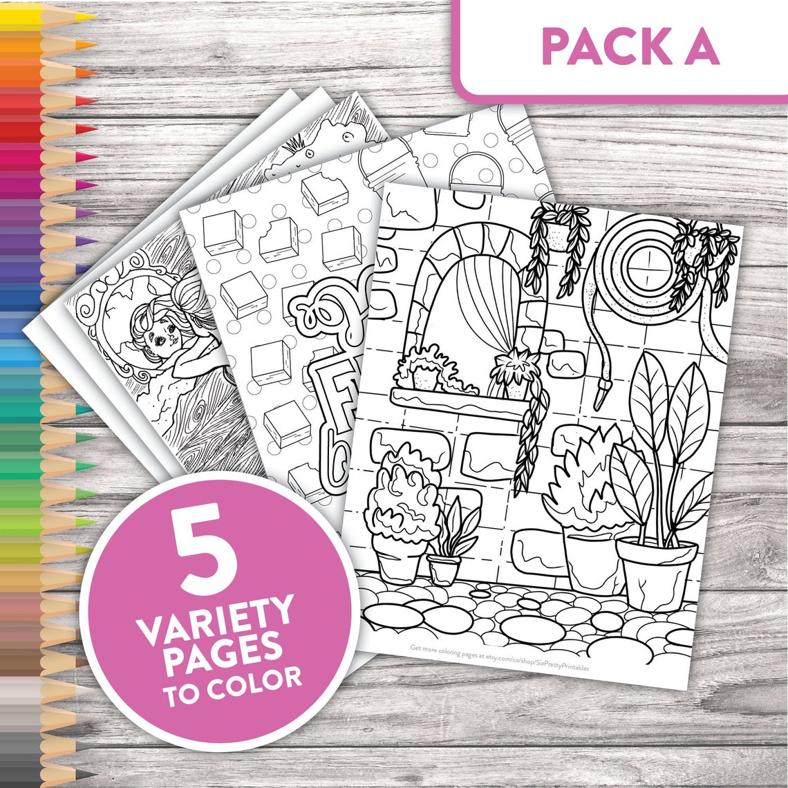 Printable Adult Coloring Pages Sample Pack A Variety of Coloring Pages ...
