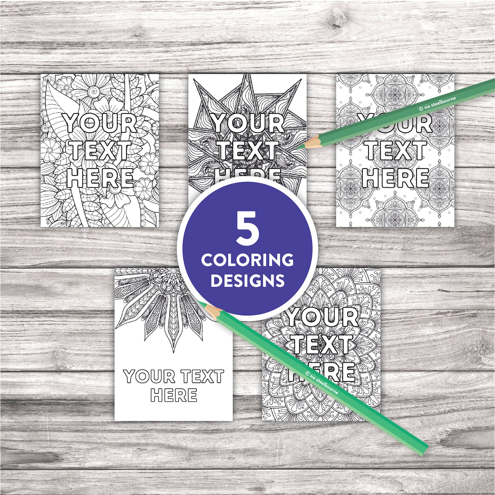 Custom Text Printable Adult Coloring Pages Customizable Mandala ...