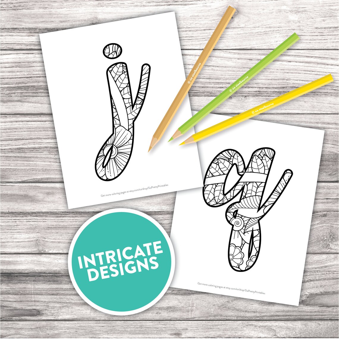 Printable Adult Coloring Pages | Hand Lettering Floral Alphabet Letters ...