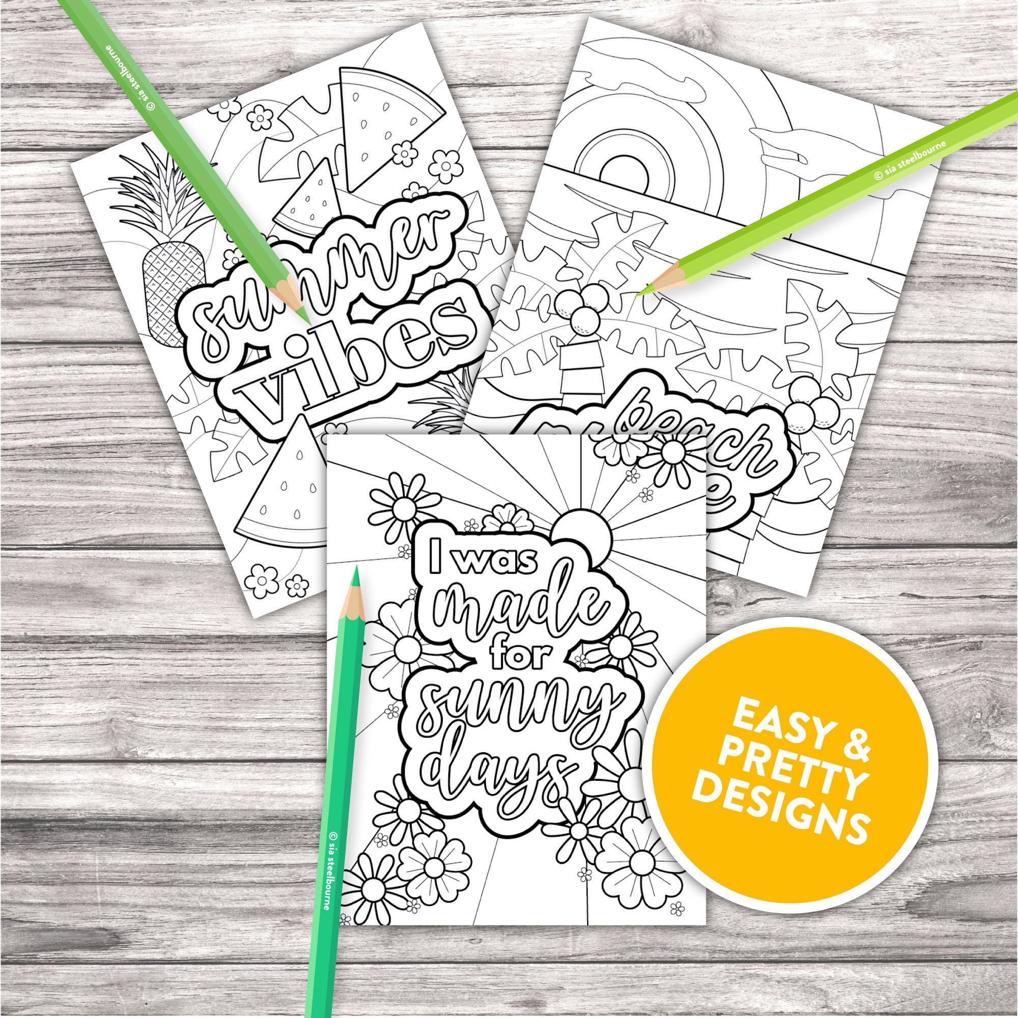 Summer Fun Coloring Pages Adult Coloring Book With Beaches, Sunshine ...