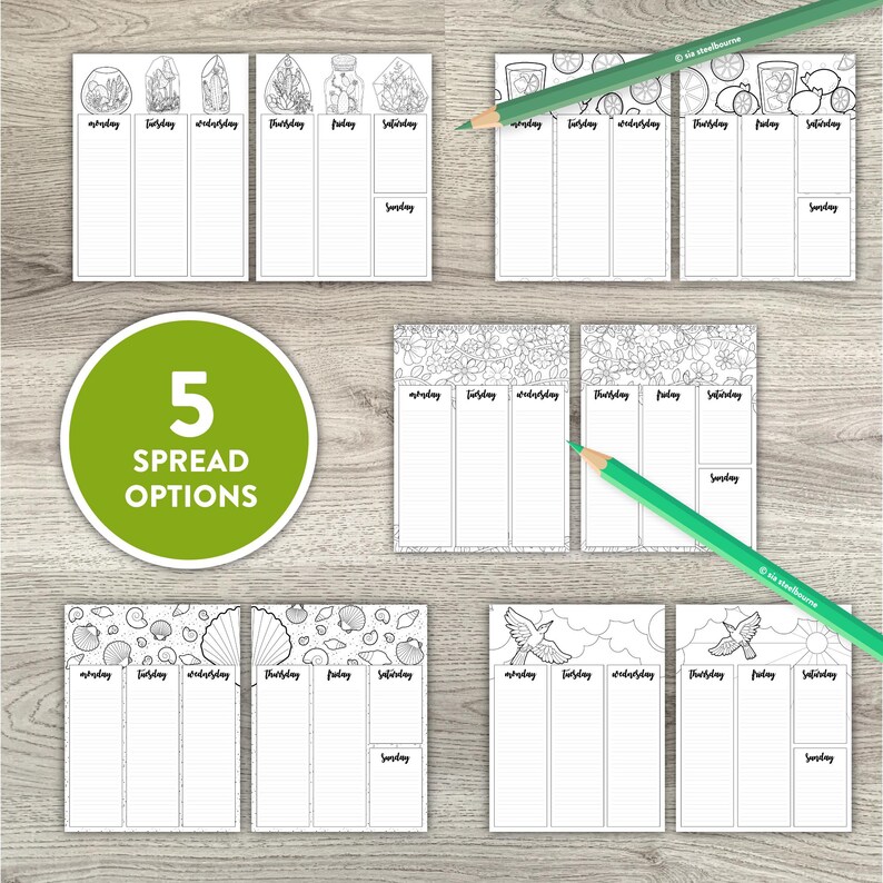 Printable Coloring Weekly Planner Insert | Undated Planner Pages ...