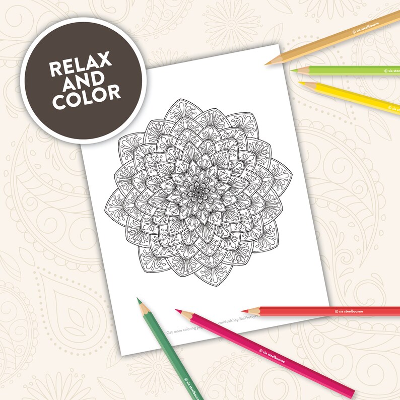 Printable Mandala Adult Coloring Pages Intricate Floral | Etsy