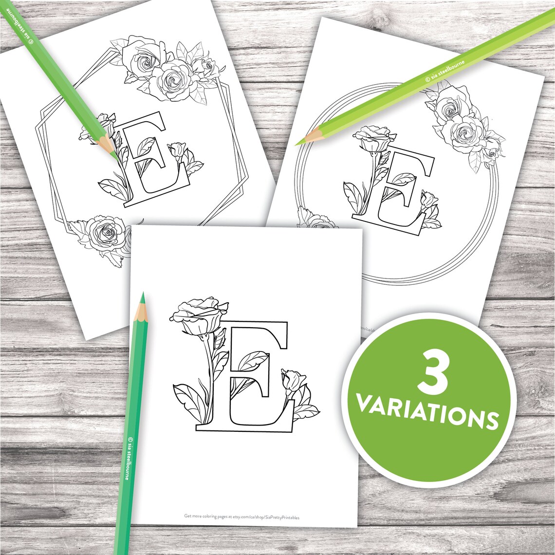 Printable Adult Coloring Pages Floral Alphabet Letters in - Etsy
