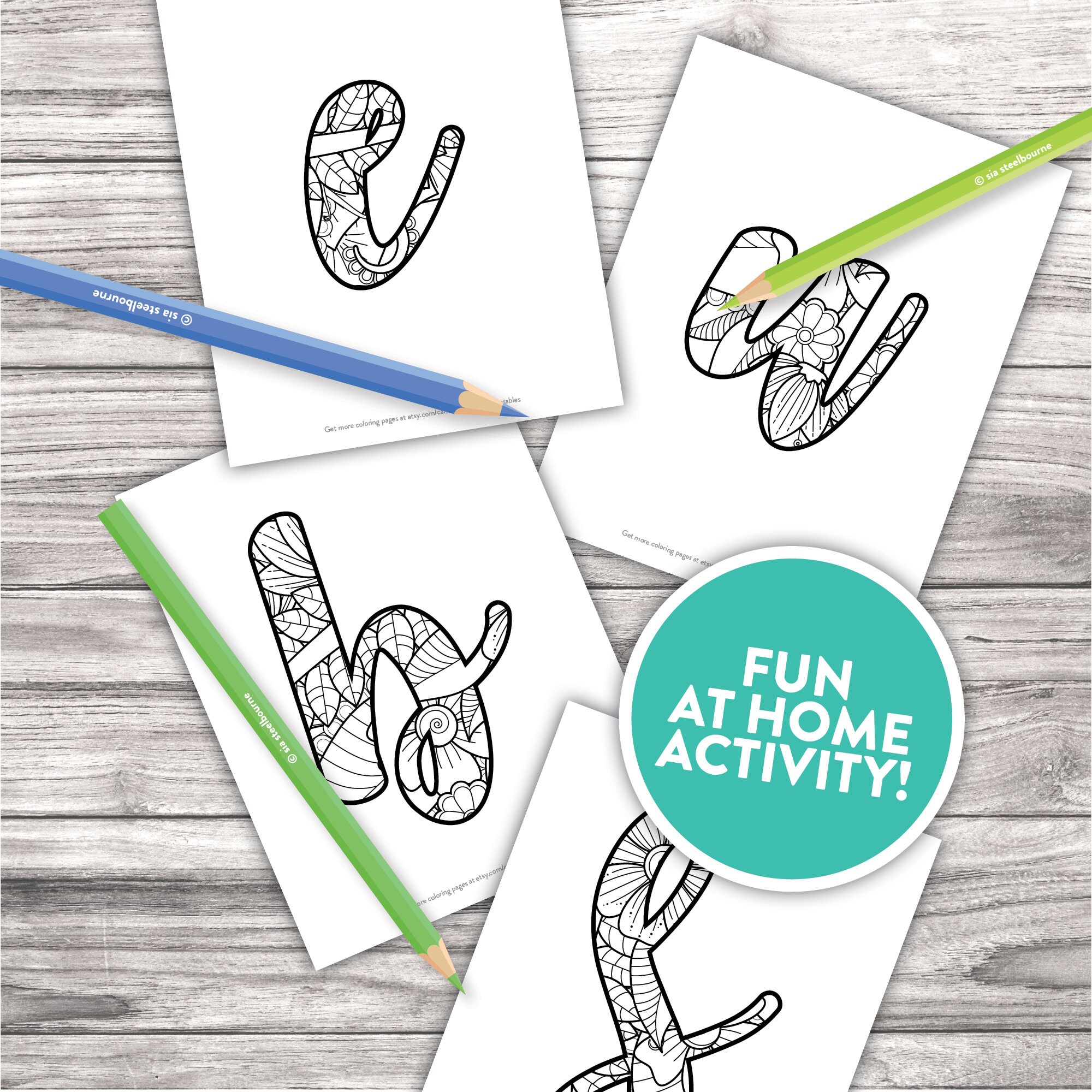 Printable Adult Coloring Pages | Hand Lettering Floral Alphabet Letters ...