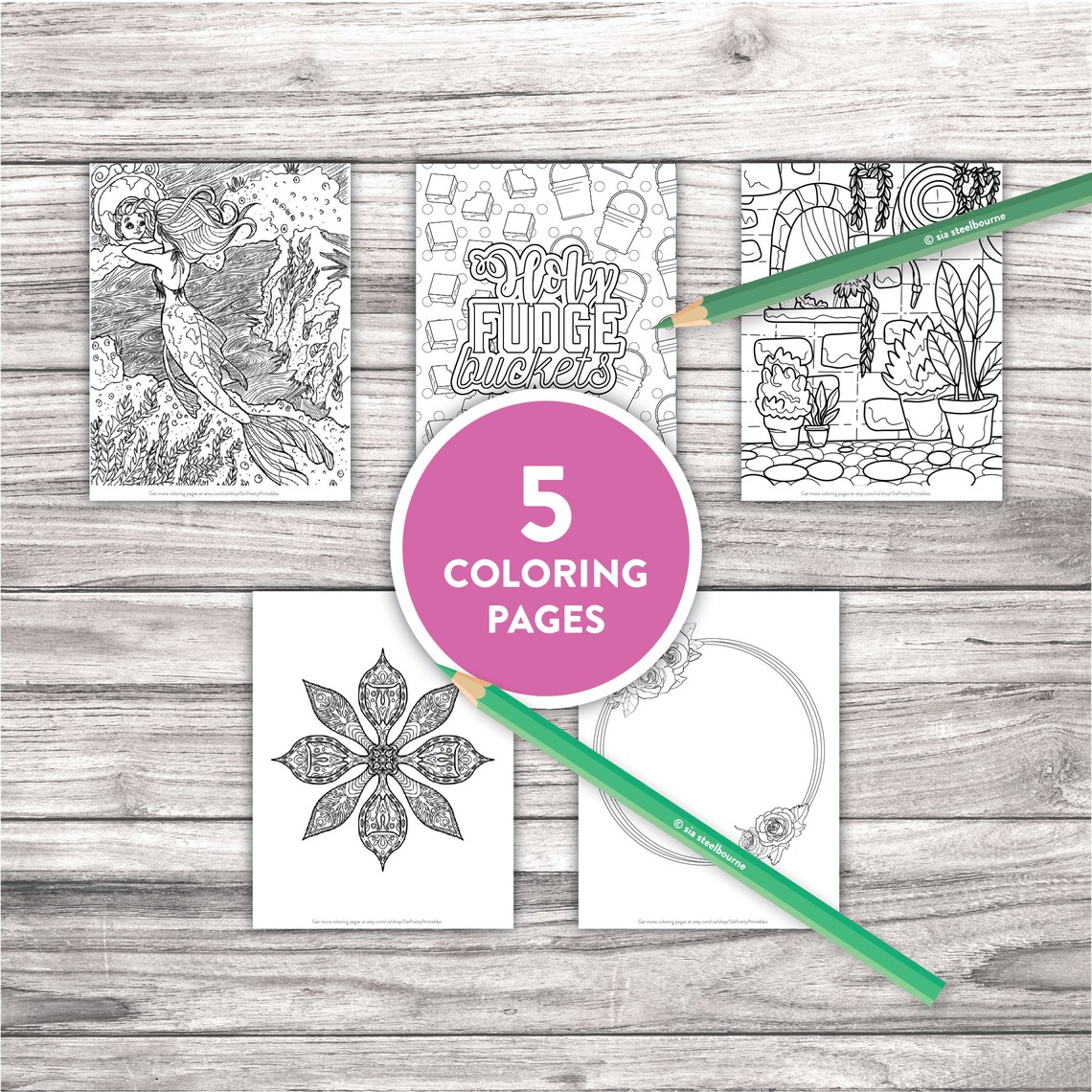 Printable Adult Coloring Pages Sample Pack A Variety of Coloring Pages ...
