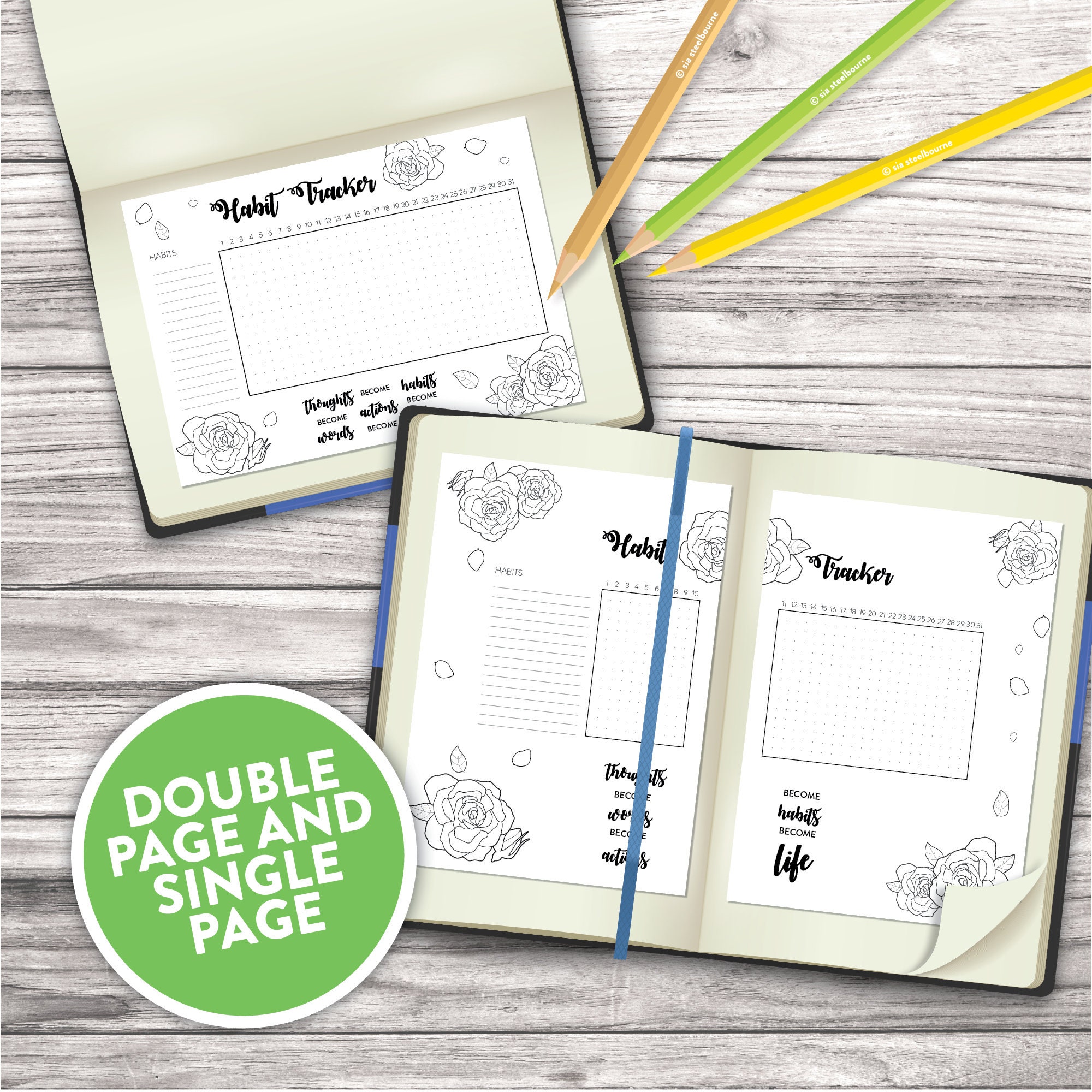 Floral Habit Tracker Printable | Bullet Journal Insert (digital ...