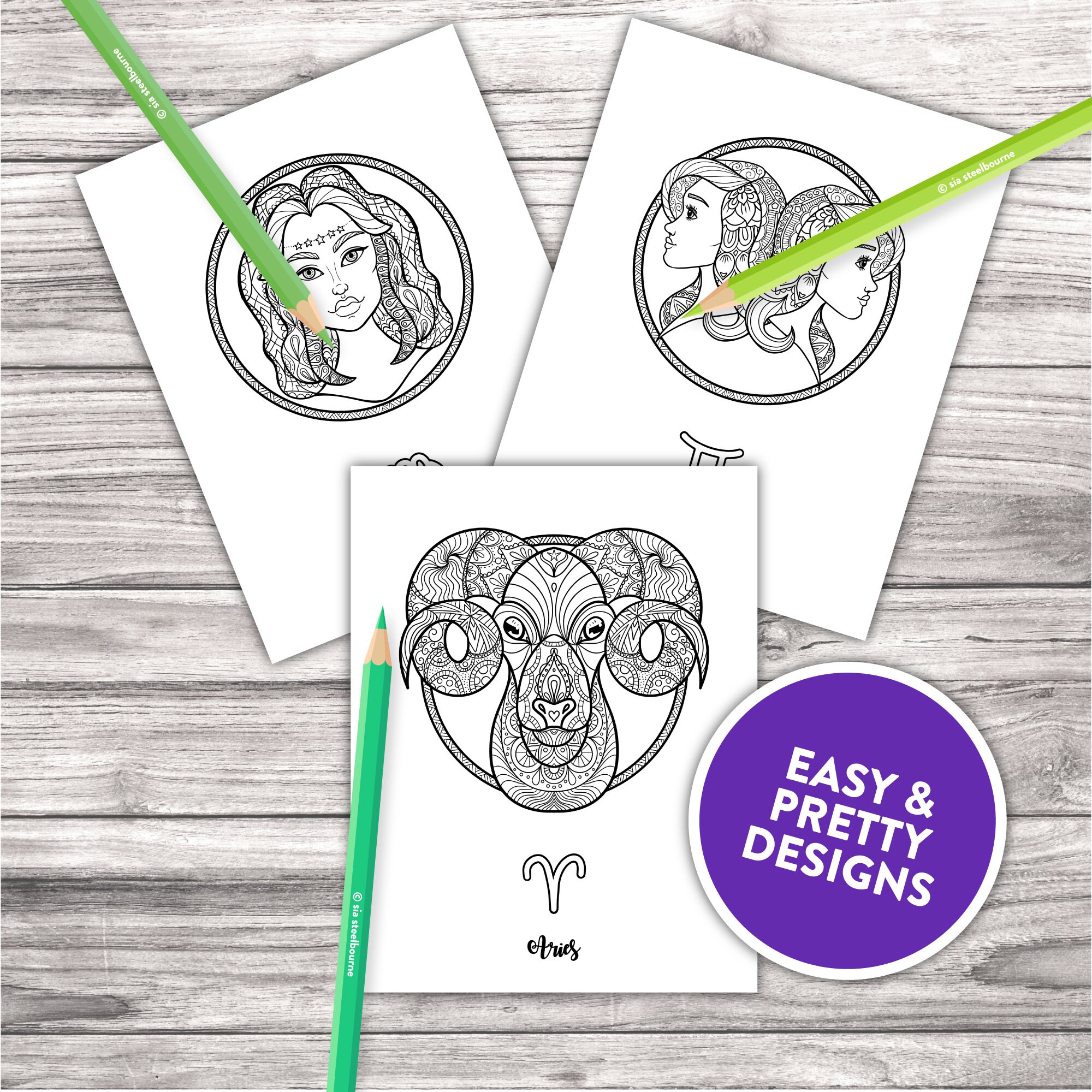 Printable Adult Coloring Pages Zodiac, Star Signs, Horoscope ...