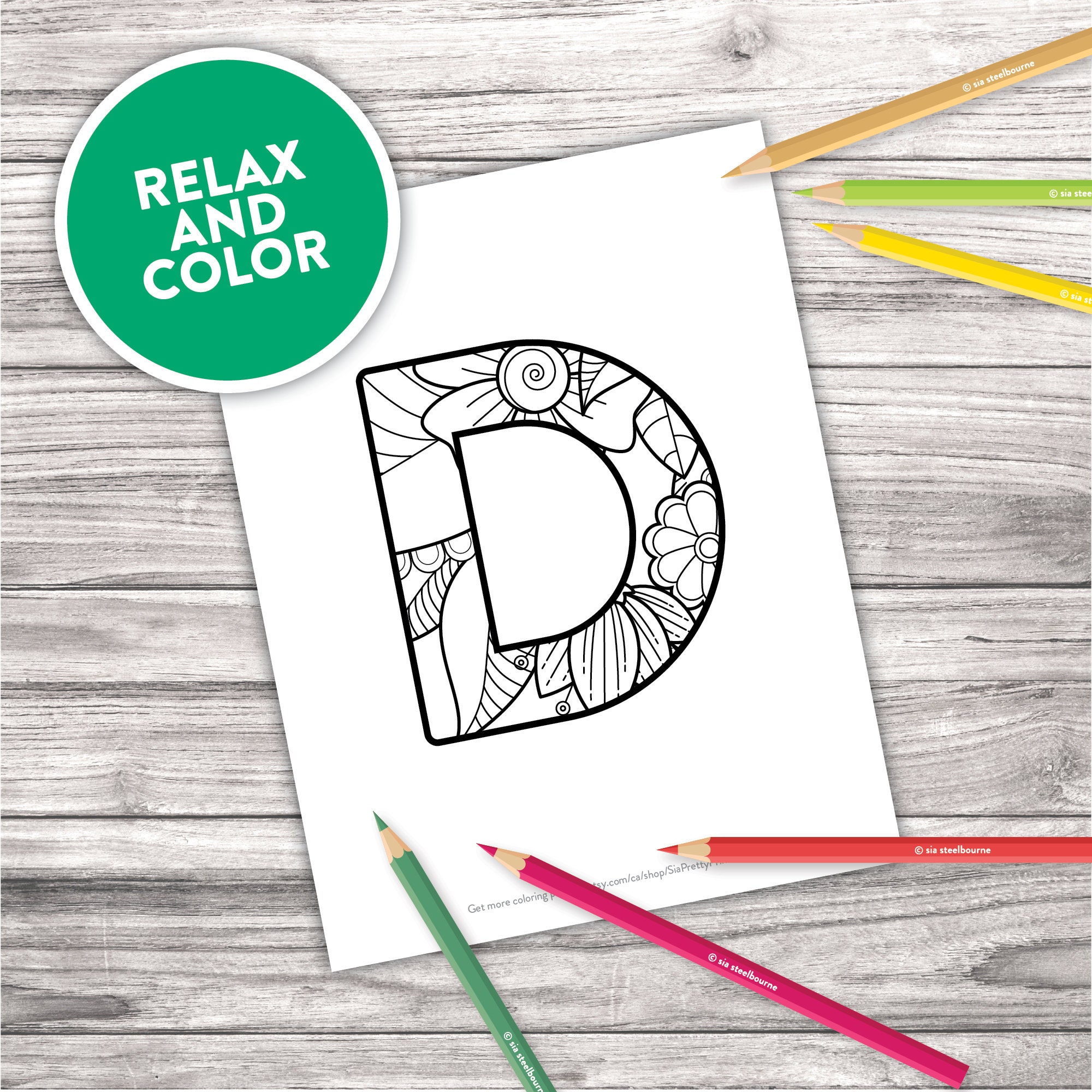 Printable Adult Coloring Pages Floral Alphabet Letters - Etsy