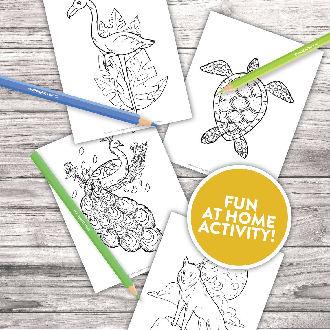 Printable Cute Animal Coloring Pages Easy Fun Coloring Book | Etsy Canada