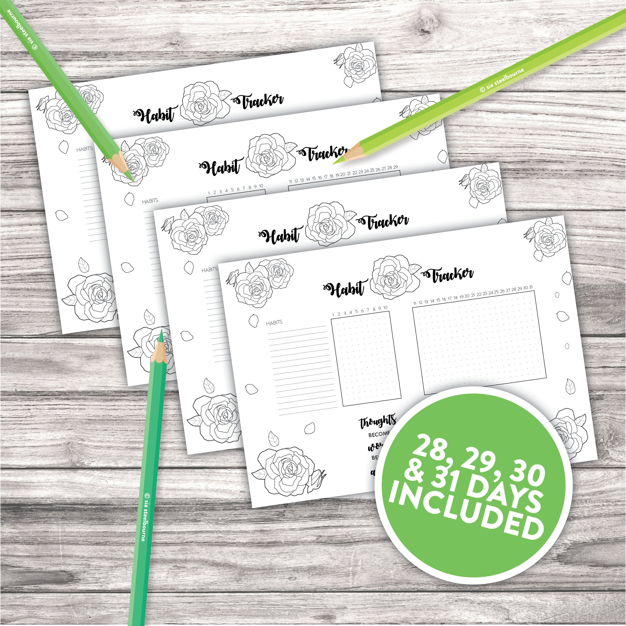 Floral Habit Tracker Printable | Bullet Journal Insert (digital ...