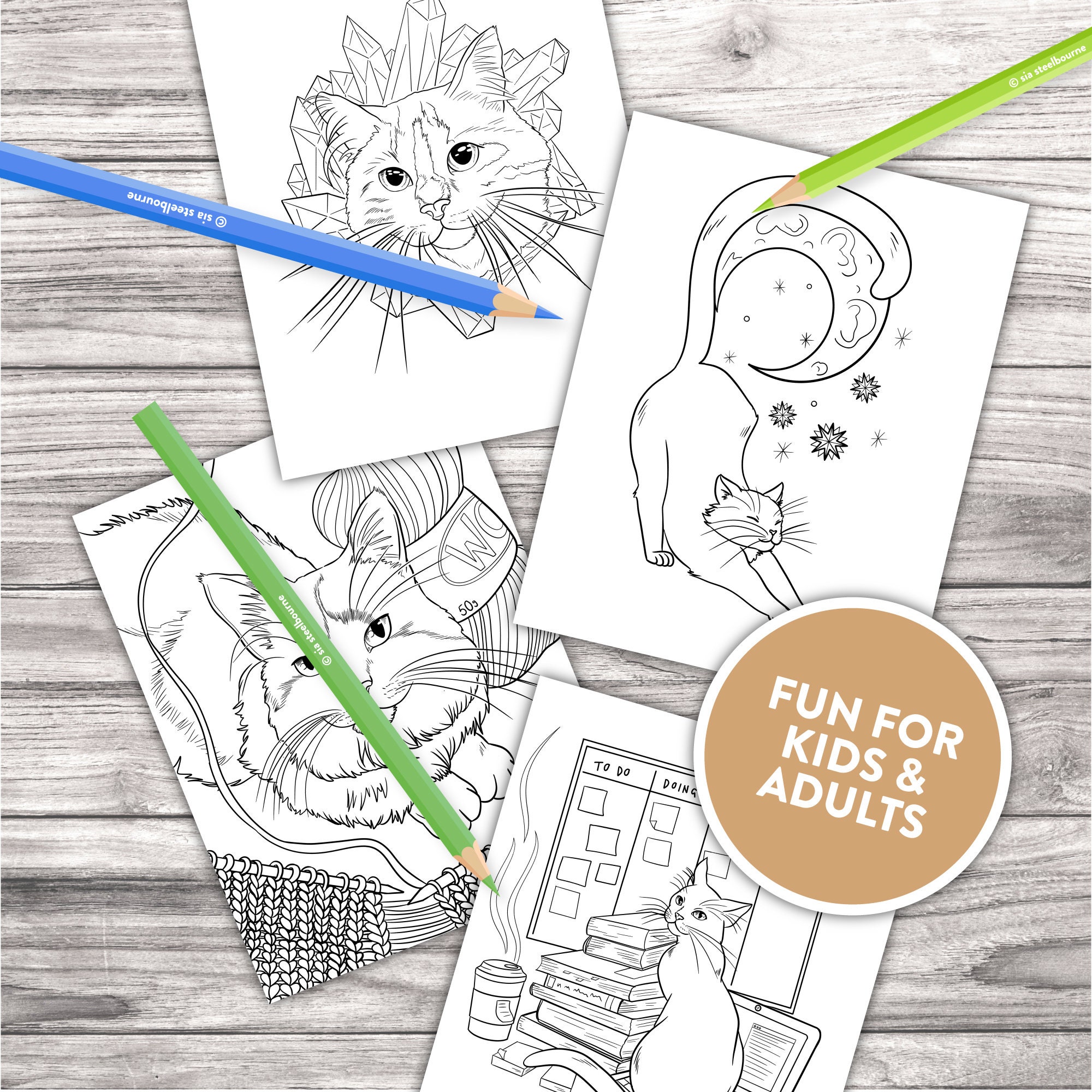 Cozy Cats Coloring Pages Adult Coloring Book With Cute Cats - Etsy