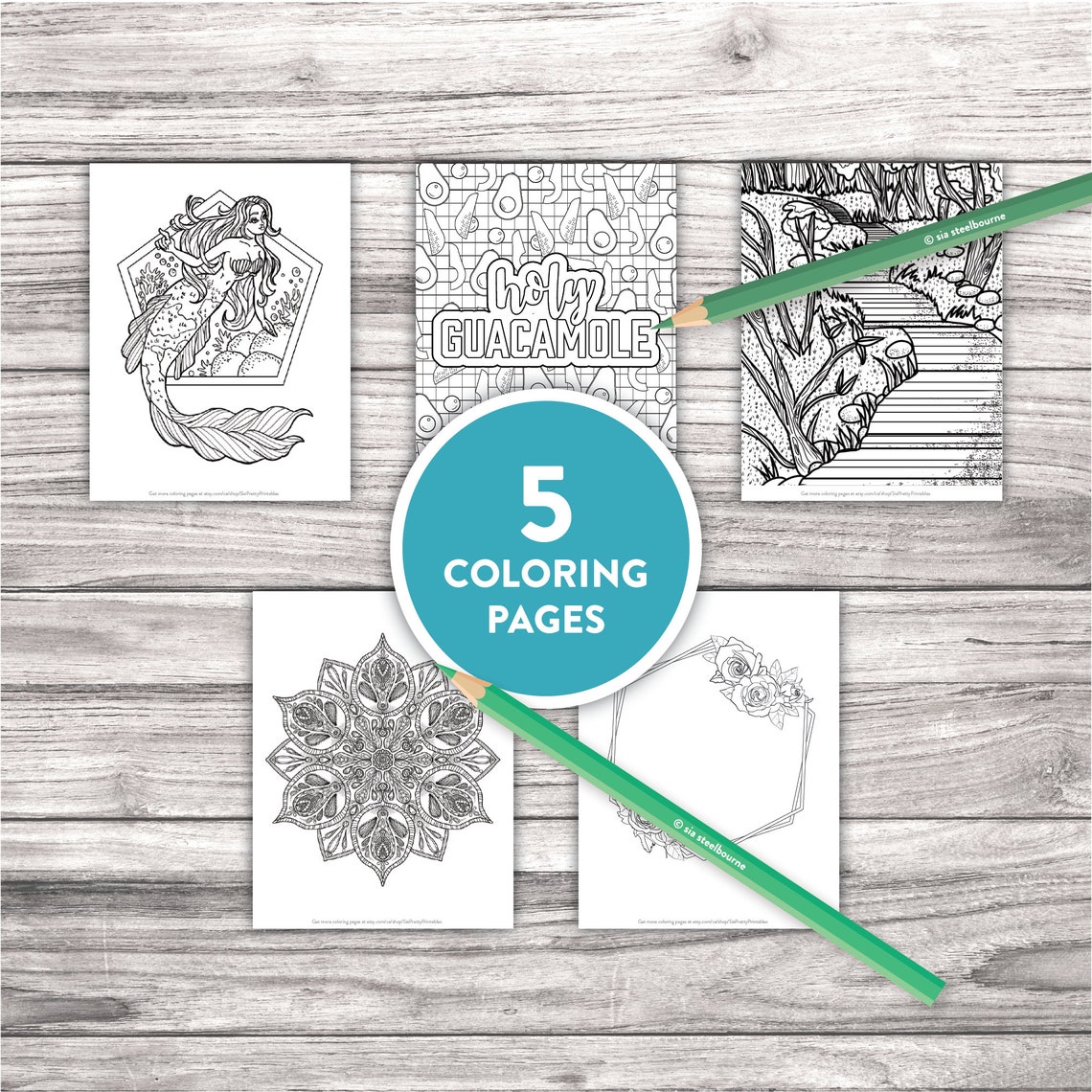 Printable Adult Coloring Pages Sample Pack B Variety of Coloring Pages ...