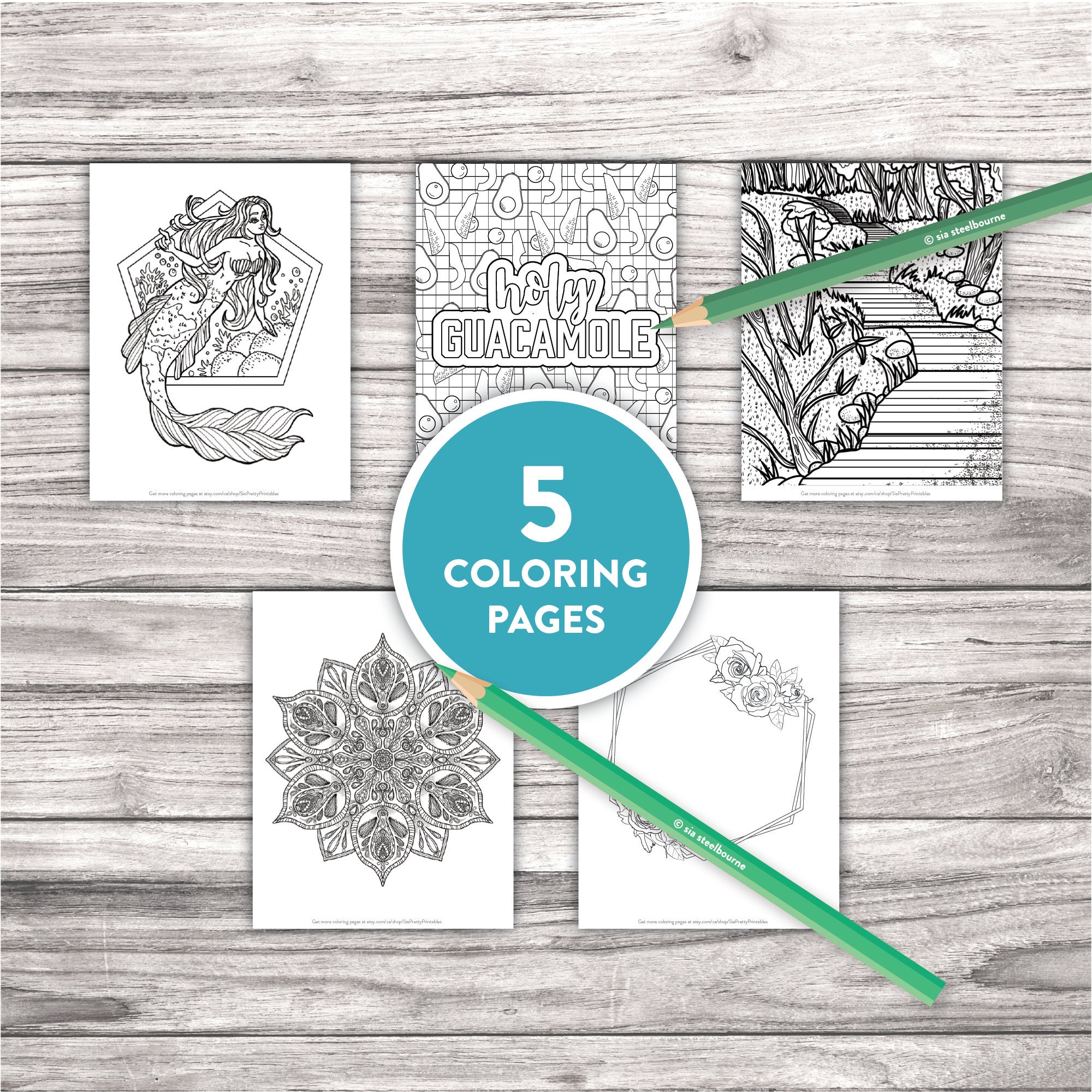 Printable Adult Coloring Pages Sample Pack B Variety of Coloring Pages ...