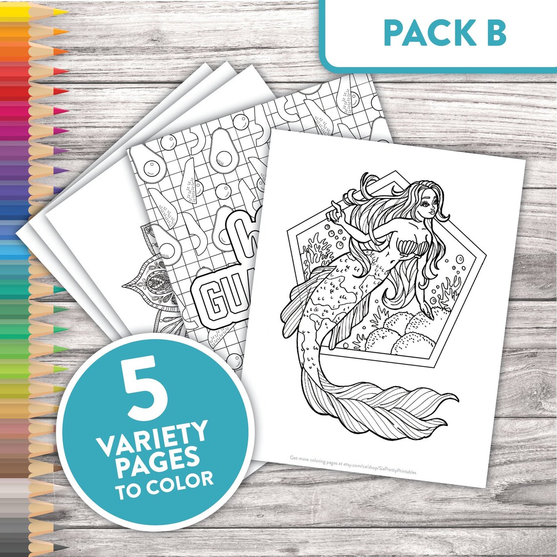 Printable Adult Coloring Pages Sample Pack B Variety of Coloring Pages ...