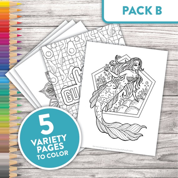 Printable Adult Coloring Pages Sample Pack B Variety of - Etsy