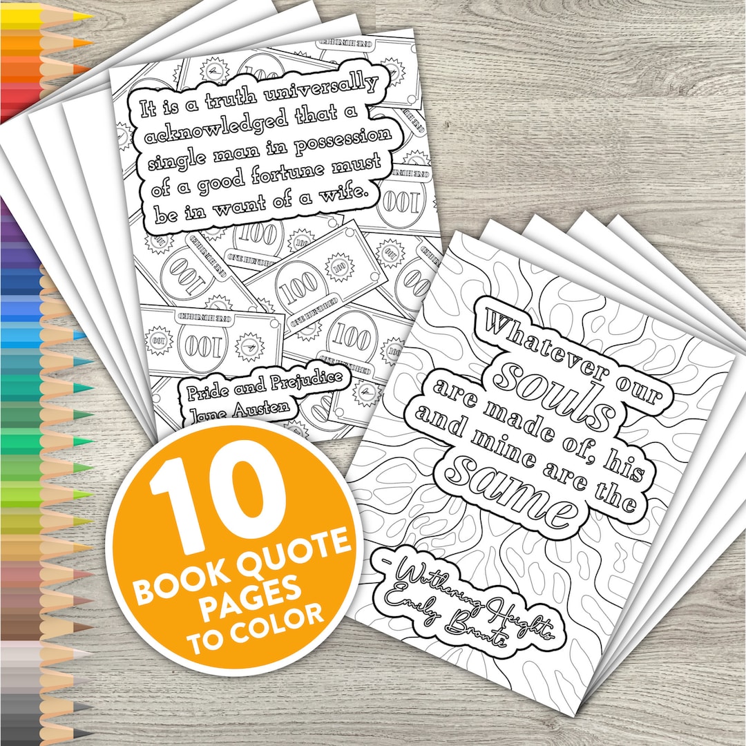 Classic Book Quotes Coloring Pages | Printable Lettering (digital ...